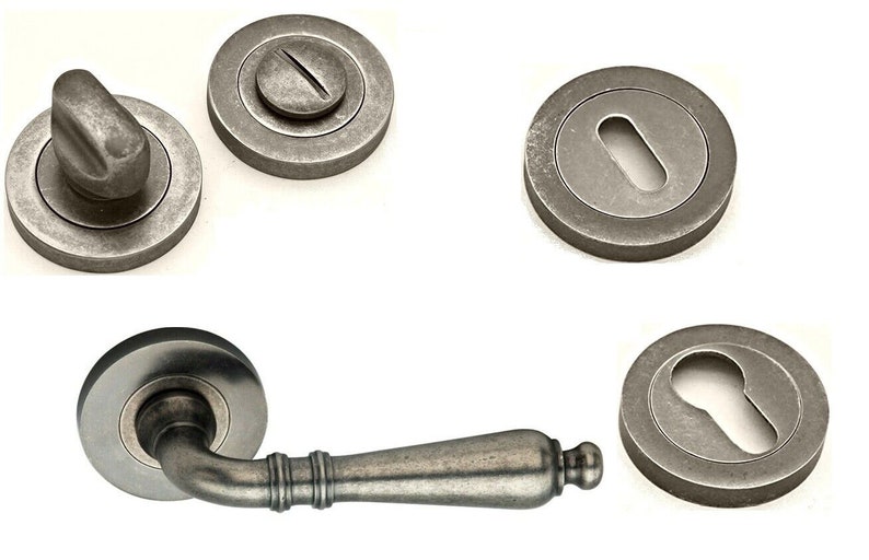 Antique Old Style Pewter Lever Door Handles Escutcheons & - Etsy