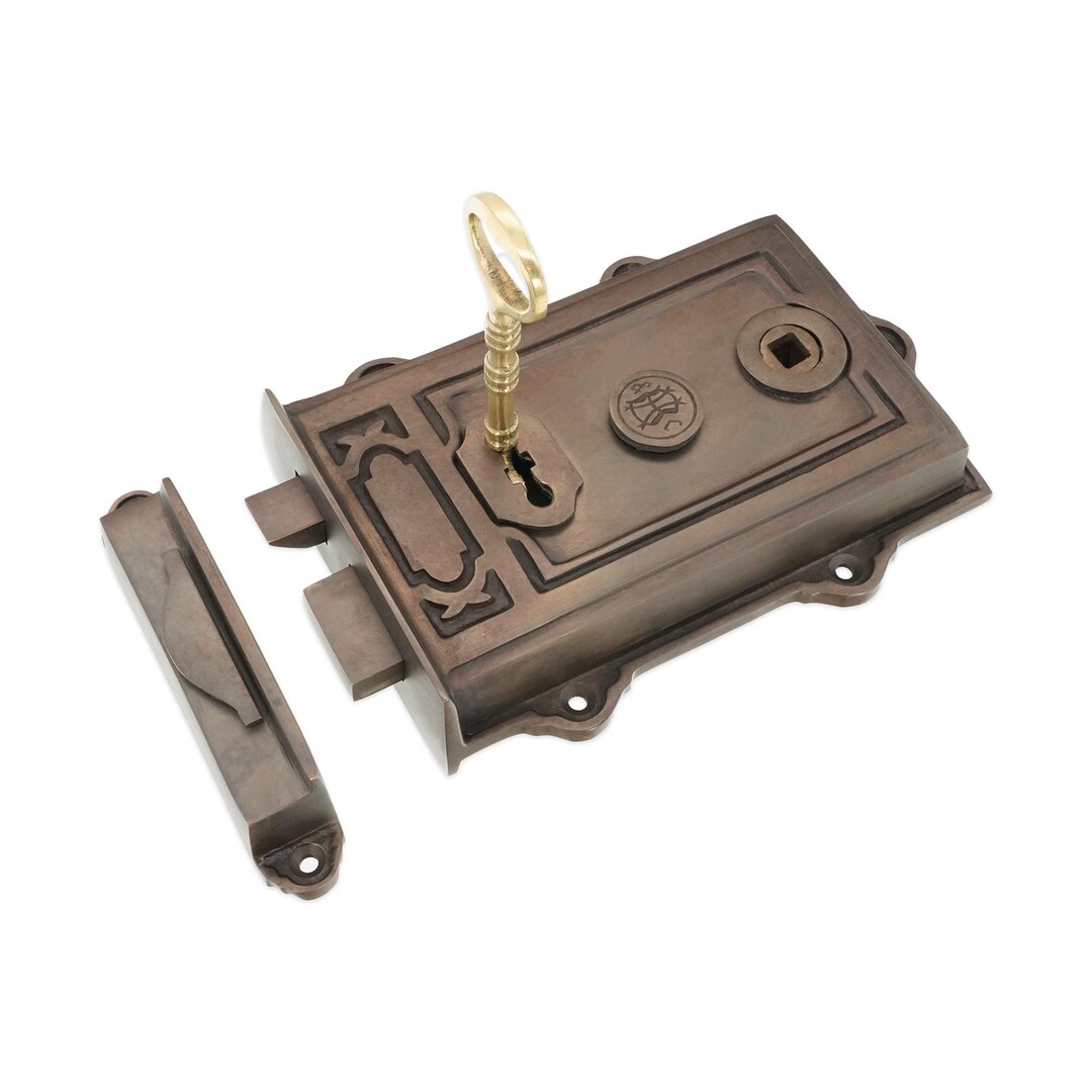 Vintage Davenport Solid Brass Rim Gate Latch Lock Aged Bronze Finish ...