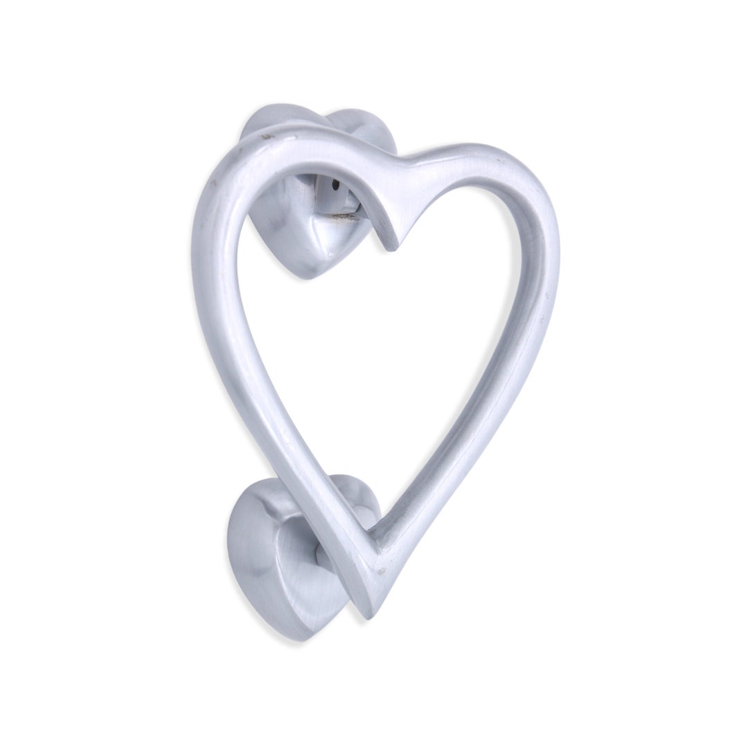 Satin Chrome Antique Style Heart Shaped Solid Brass Front Door - Etsy