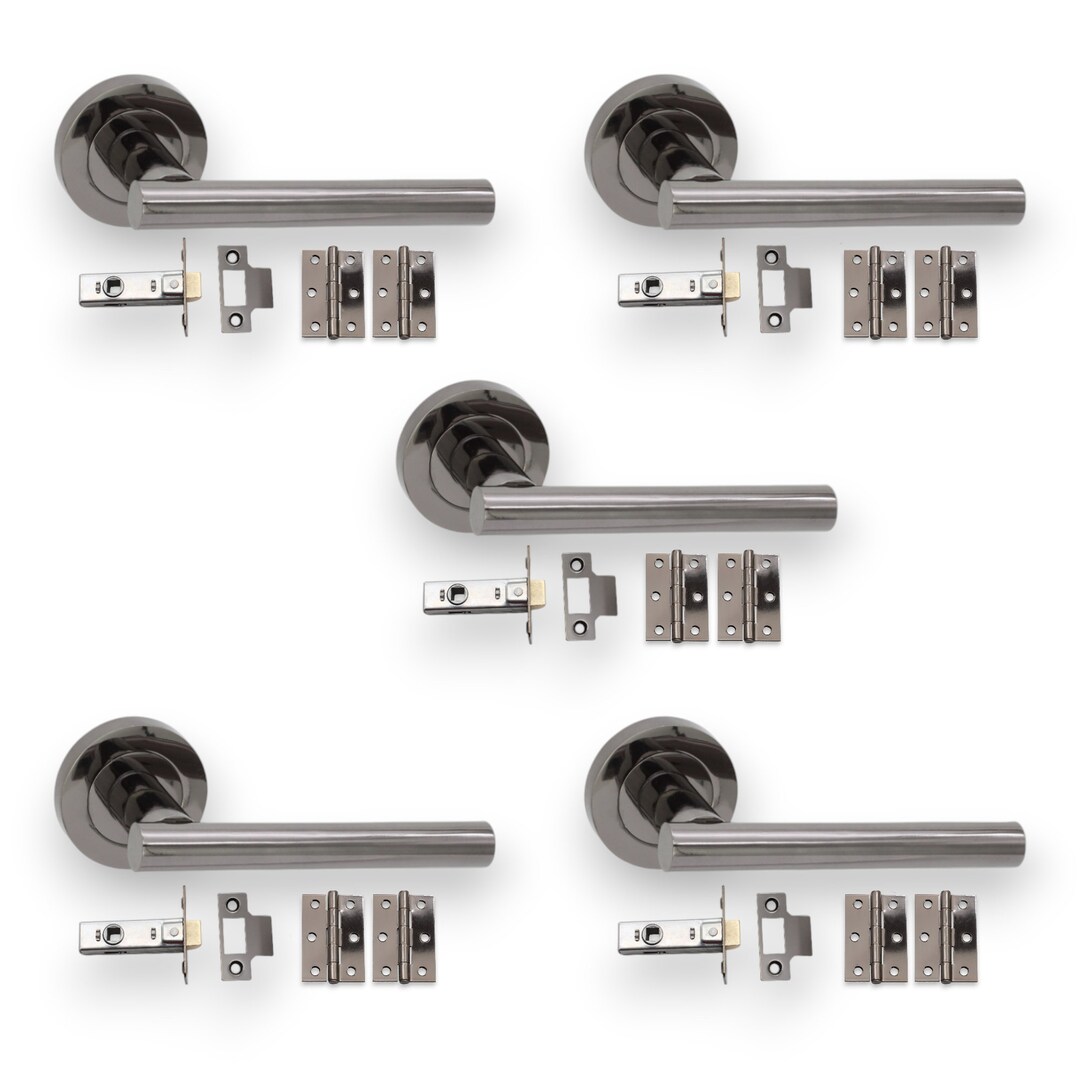 Infinity Decor Set of 5 T Bar Lever on Rose Door Handles 125mm in Black ...