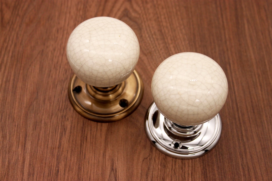 Porcelain Ivory Crackle Mortice Door Knobs in Polished Nickel and Florentine Bronze - Etsy