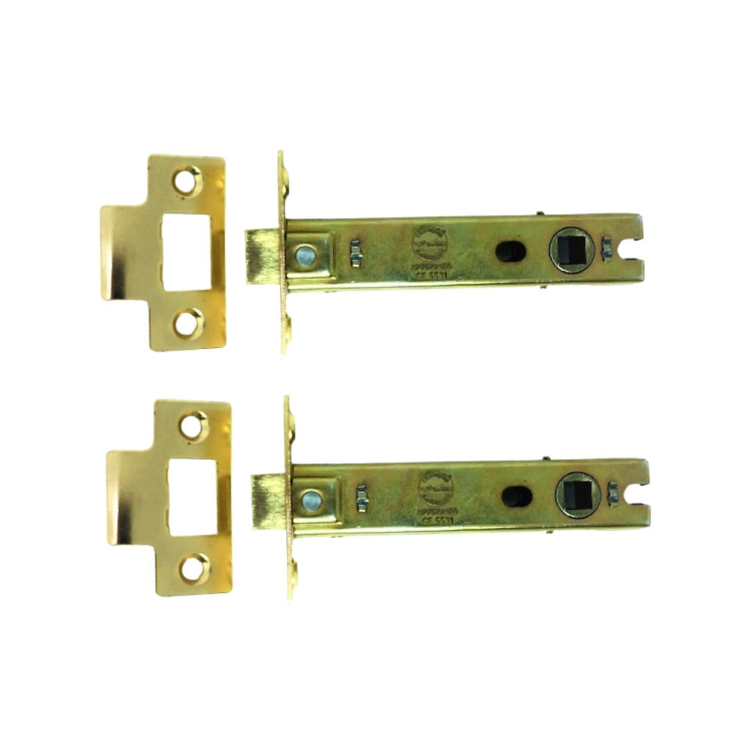 Set of 2 Electro Brass 4 Inch Mortice Bolt Through Tubular Latch ...