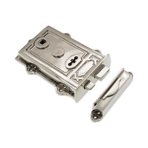 Victorian Davenport Solid Brass Rim Gate Latch Lock Set - Polished ...