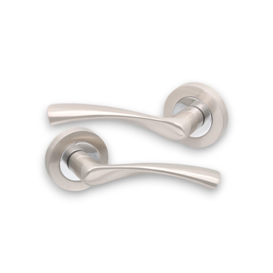 Dual Tone Twisted Lever on Round Rose Internal Door Handles Pair - Etsy
