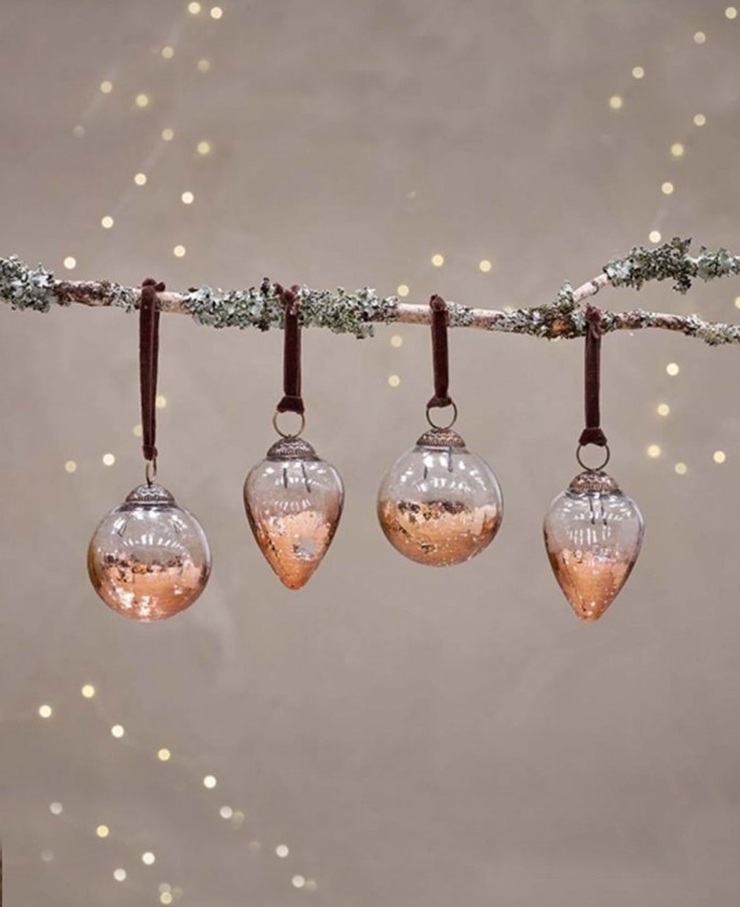 Set of 4 Christmas Glass Bauble, Xmas Tree Topper Decor, Bauble ...