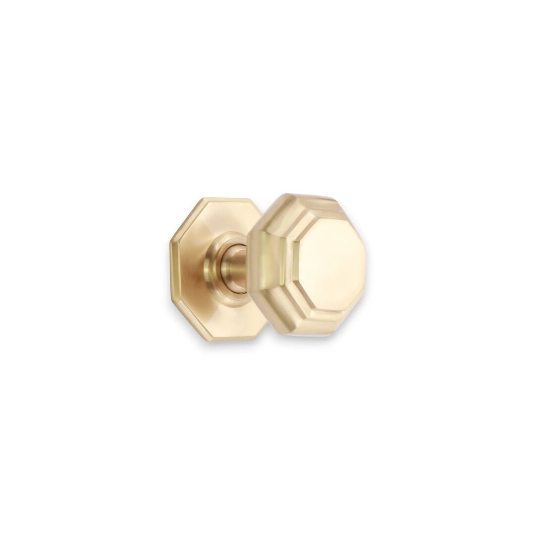 Octagonal Centre Door Knob Pull Handle Satin Brass 80mm – Ideal for ...