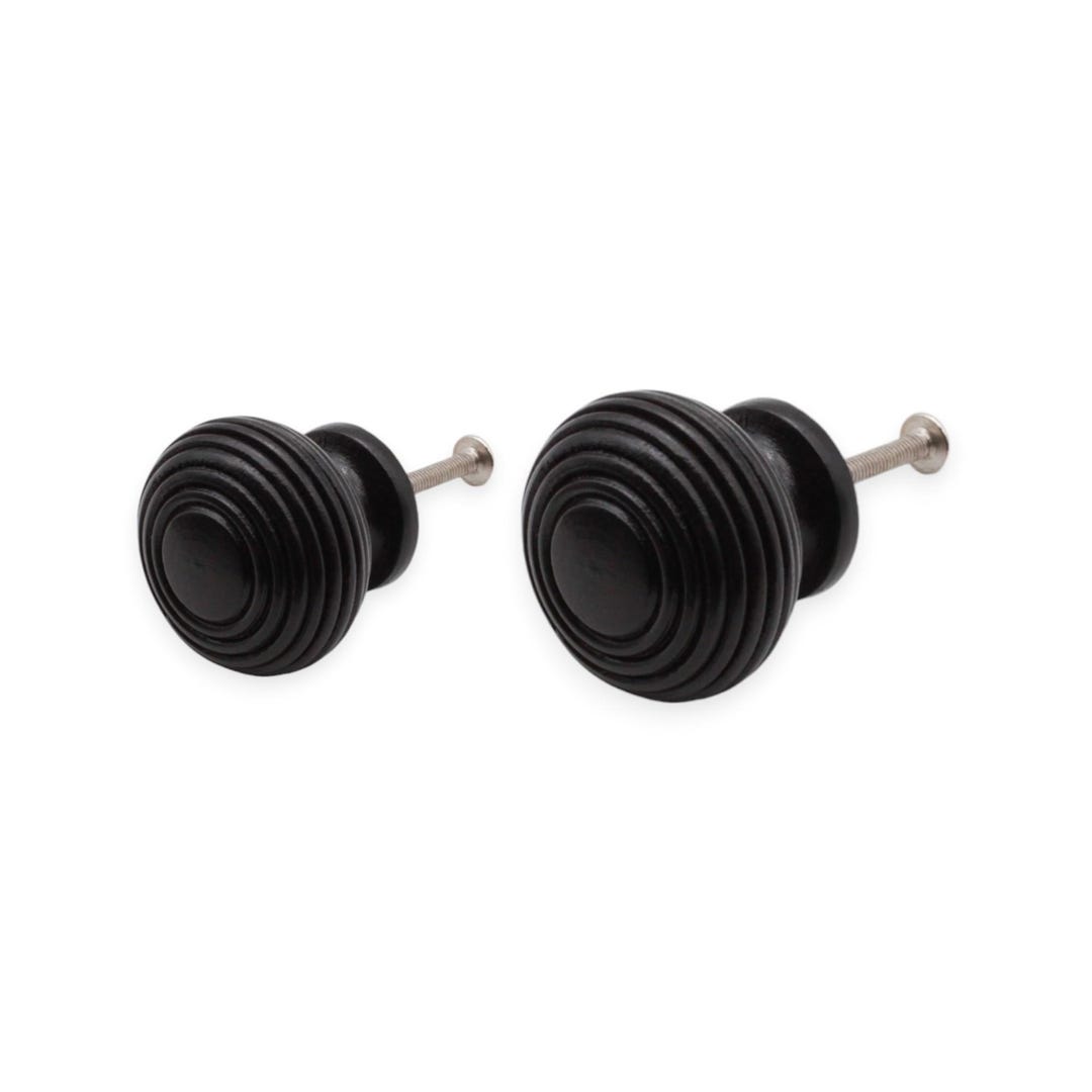 Wooden Cupboard Knob Beehive Design With Rich Dark Ebonised Finish Pull ...