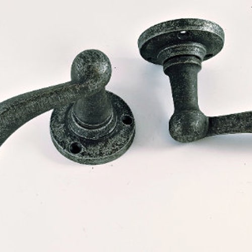 Antique Pewter BIG Cast Iron Lever Door Handles on Square Rose - Etsy