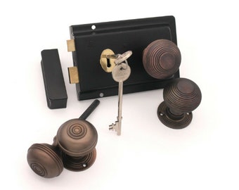 Old Victorian Style Black Door Rim Lock Antique Solid Bronze - Etsy