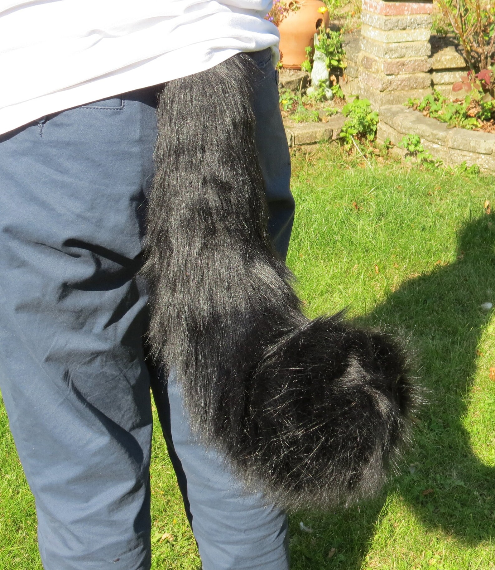 White / Black Medium Sized Furry Fursuit Tail for Partials/ Cosplays ...