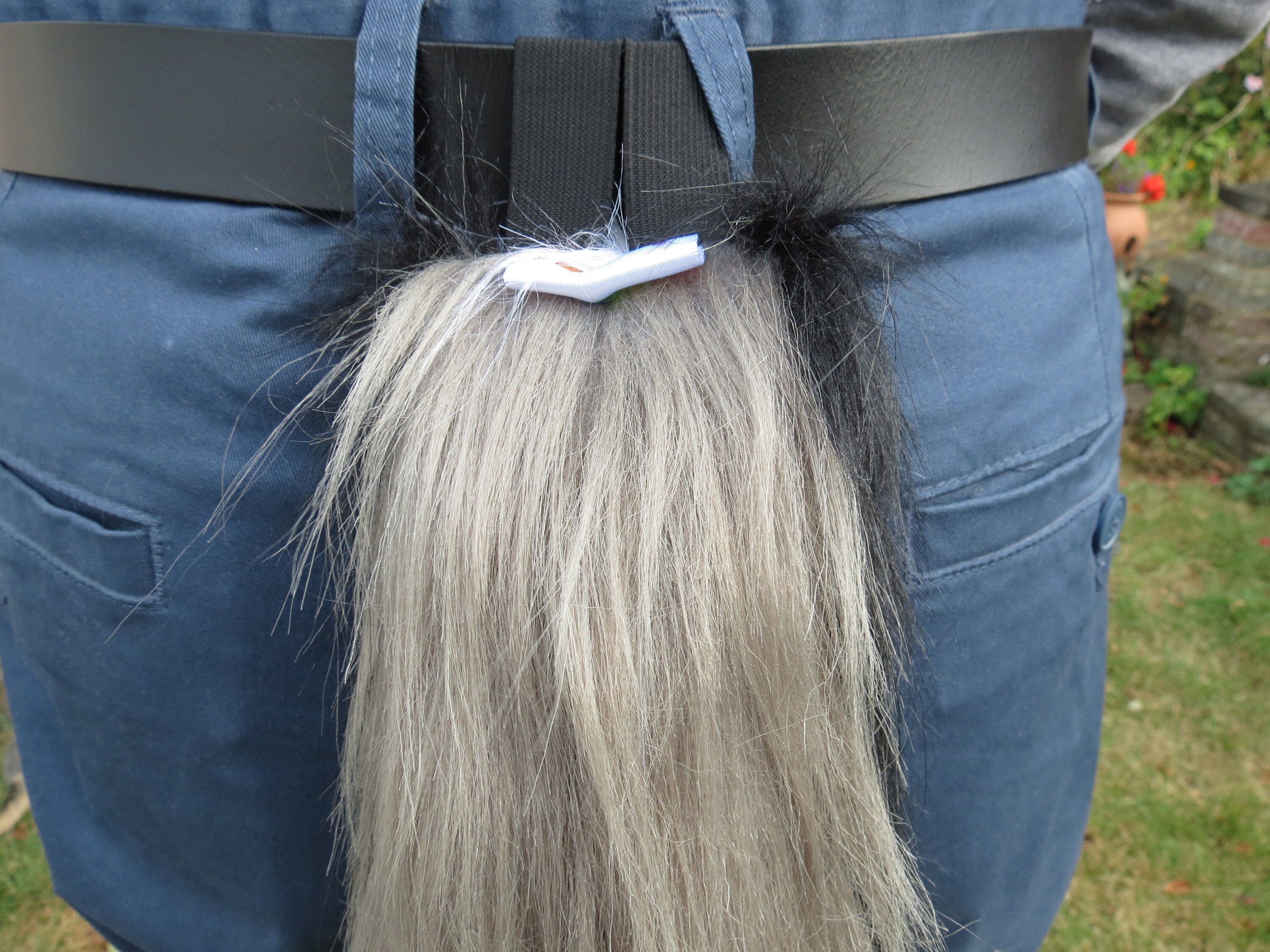 White / Black / Grey or Red Tri-colour Medium Sized Furry Fursuit Tail ...