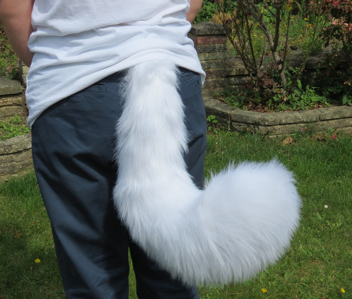 White / Black Medium Sized Furry Fursuit Tail for Partials/ | Etsy