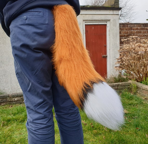 Medium Size Semi-realistic Orange Black White Fox Tail for | Etsy