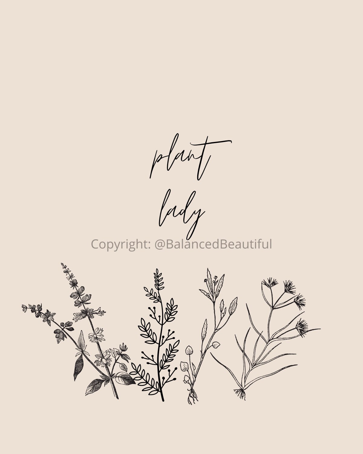 Plant Lady Printable | Minimalist Art Digital Download | Plant Lady ...