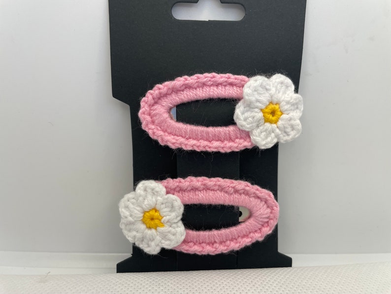 Handmade Crochet Daisy Snap on Hair Clips Pair of Two Hair - Etsy
