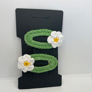 Handmade Crochet Daisy Snap Hair Clips | Pair of 2 | Hair Accessories ...