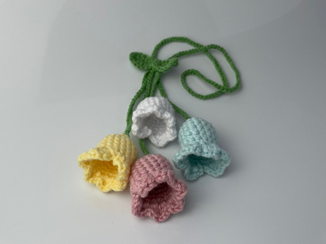 Handmade Tulip Car Charm Cute Car Accessories Crochet Colorful Car ...