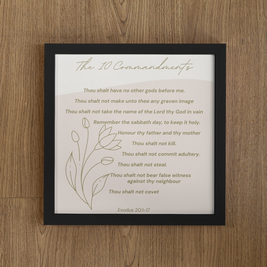The 10 Commandments Biblical Christian Digital Wall Art; Religious ...