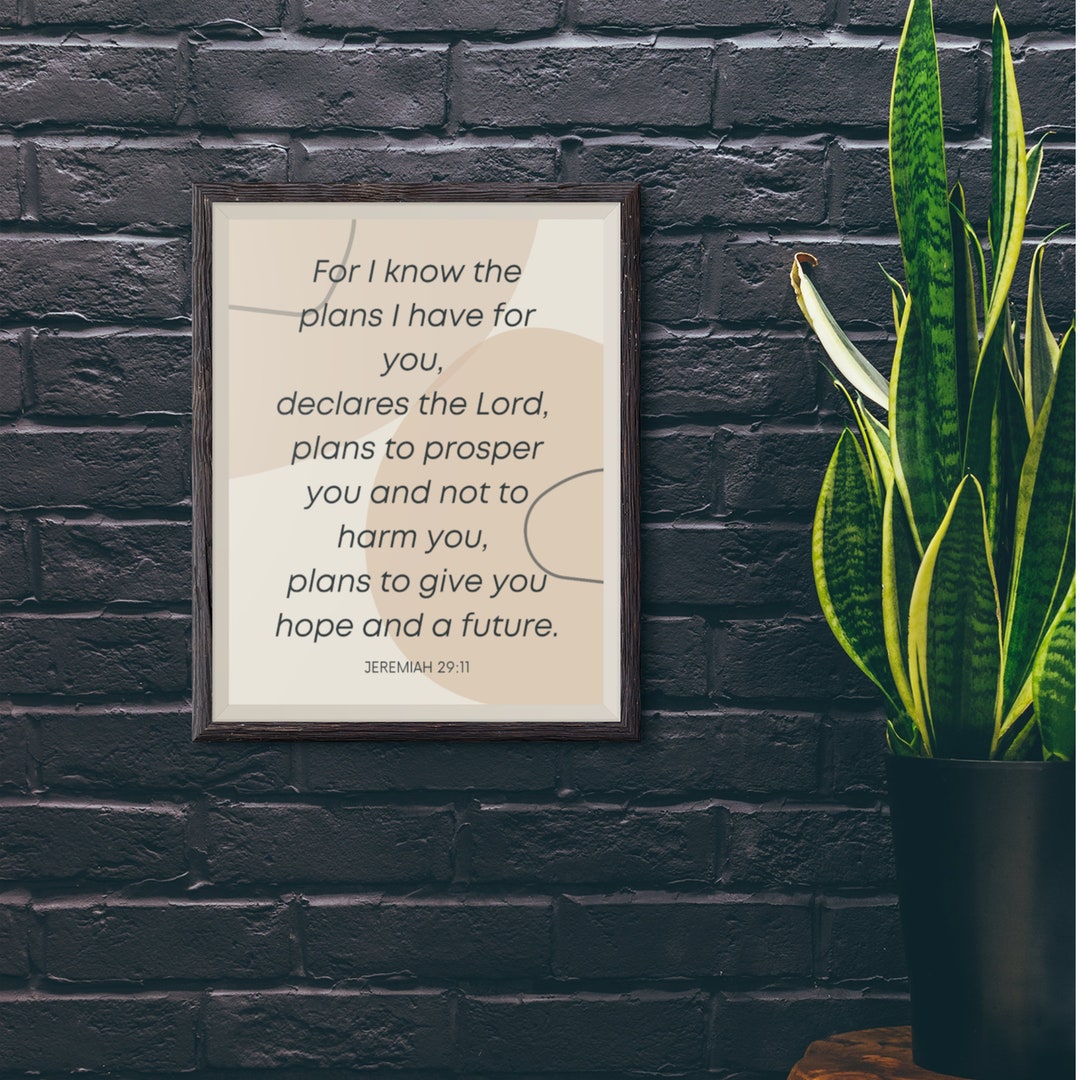 Jeremiah 29:11 Bible Verse Digital Wall Art; Simple Boho Religious ...