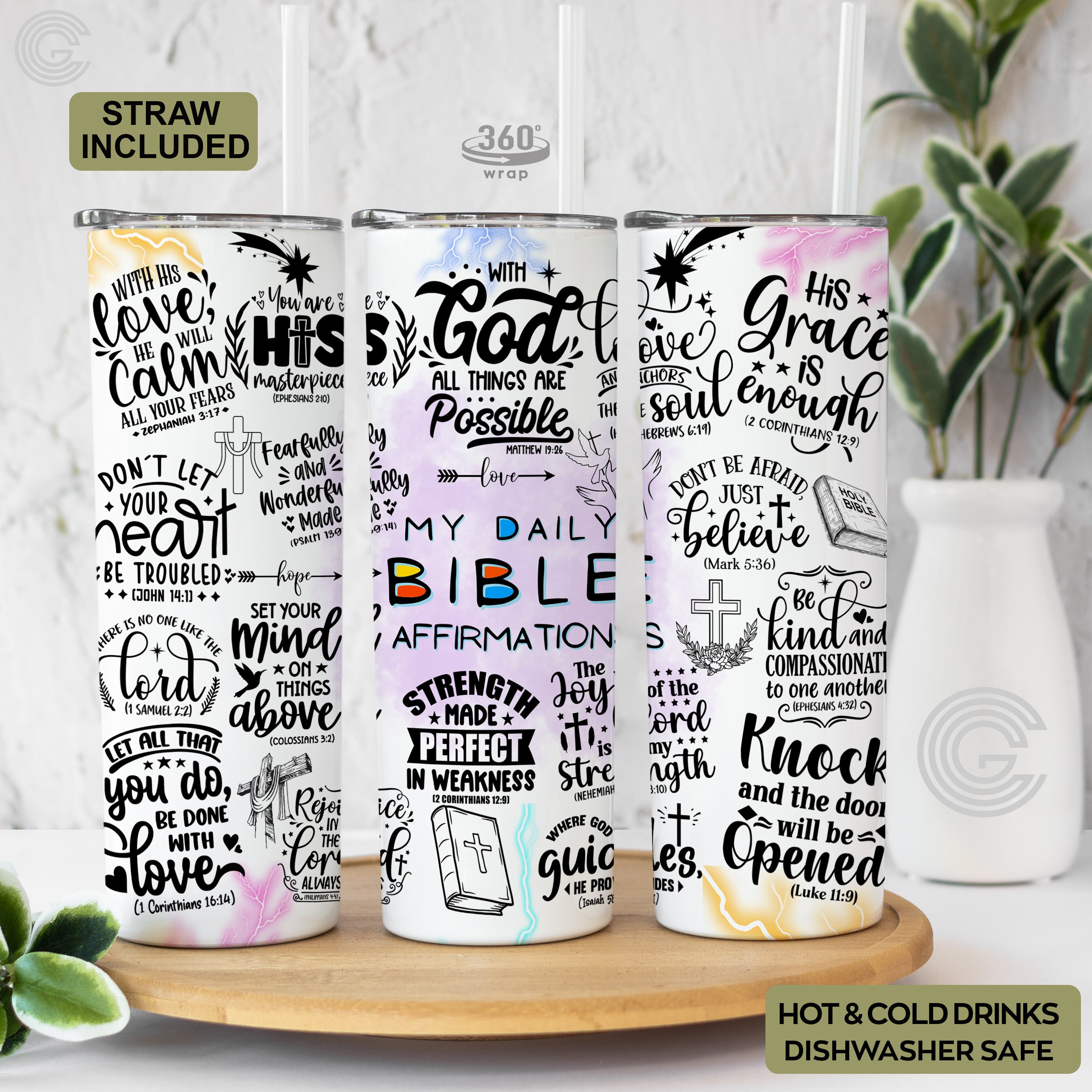 Christian Affirmations Tumbler for Her Bible Verses Cup Gift - Etsy