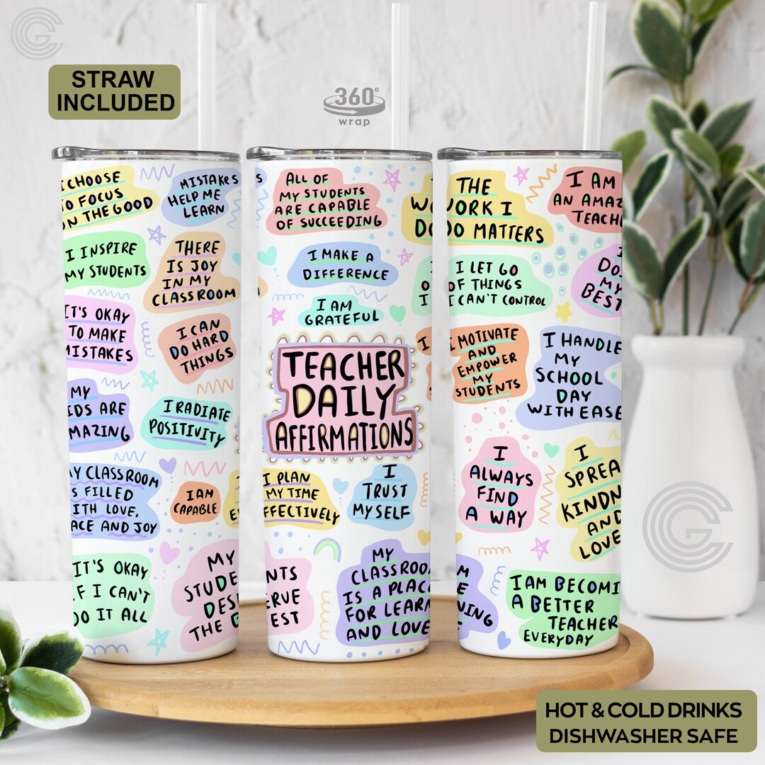 Teacher Affirmations Tumbler Teacher Positive Motivational - Etsy
