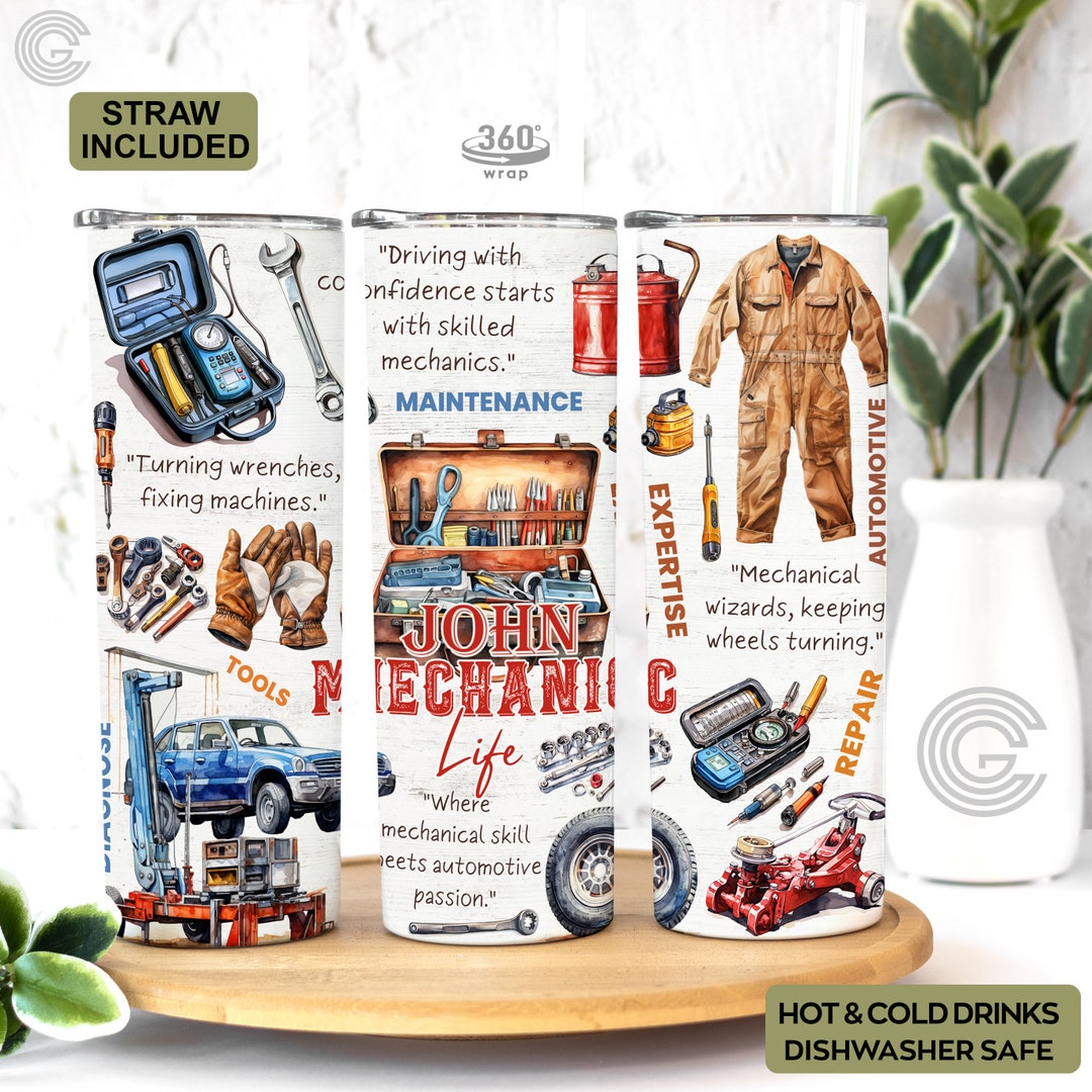 Mechanic Gifts for Dad Personalized, Custom Fuel Mechanic Tumbler Gift ...