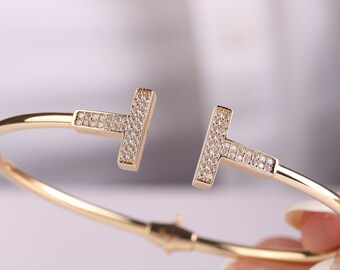 T Bangle Bracelet - Etsy