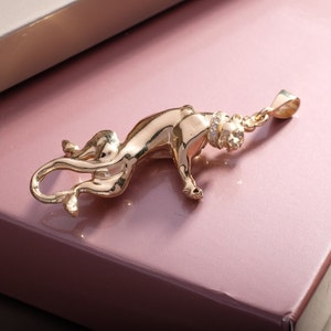 Panther Necklace, 14k Solid Gold, Iced Out, Gold Medallion, Diamond ...