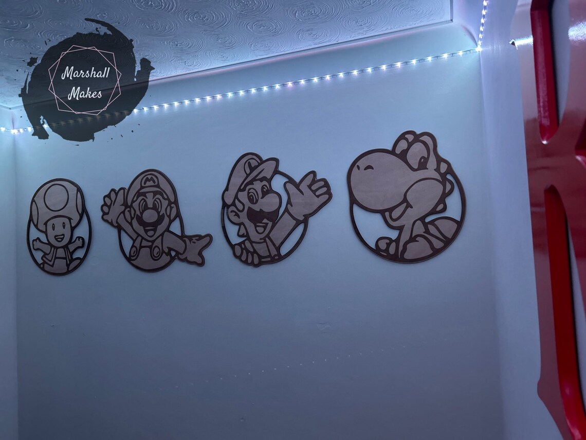Wooden Super Mario Head, Mario, Luigi, Toad, Yoshi, Gaming Bedroom ...