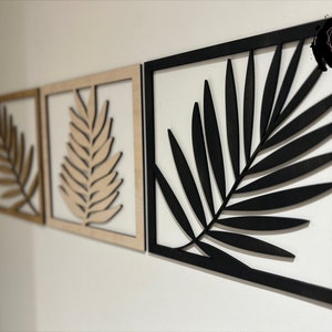 Leaf Wall Decoration, Set of 3 Leaf Wooden Wall Decor, Wall Hanging ...