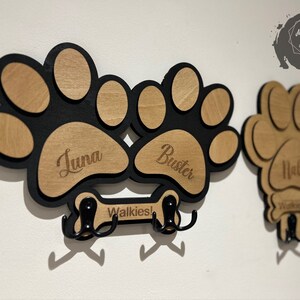 Personalised Dog Lead Hanger/ Hook Custom Dog Lead Holder Paw Print ...