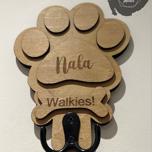 Personalised Dog Lead Hanger/ Hook | Custom Dog Lead Holder | Paw Print ...