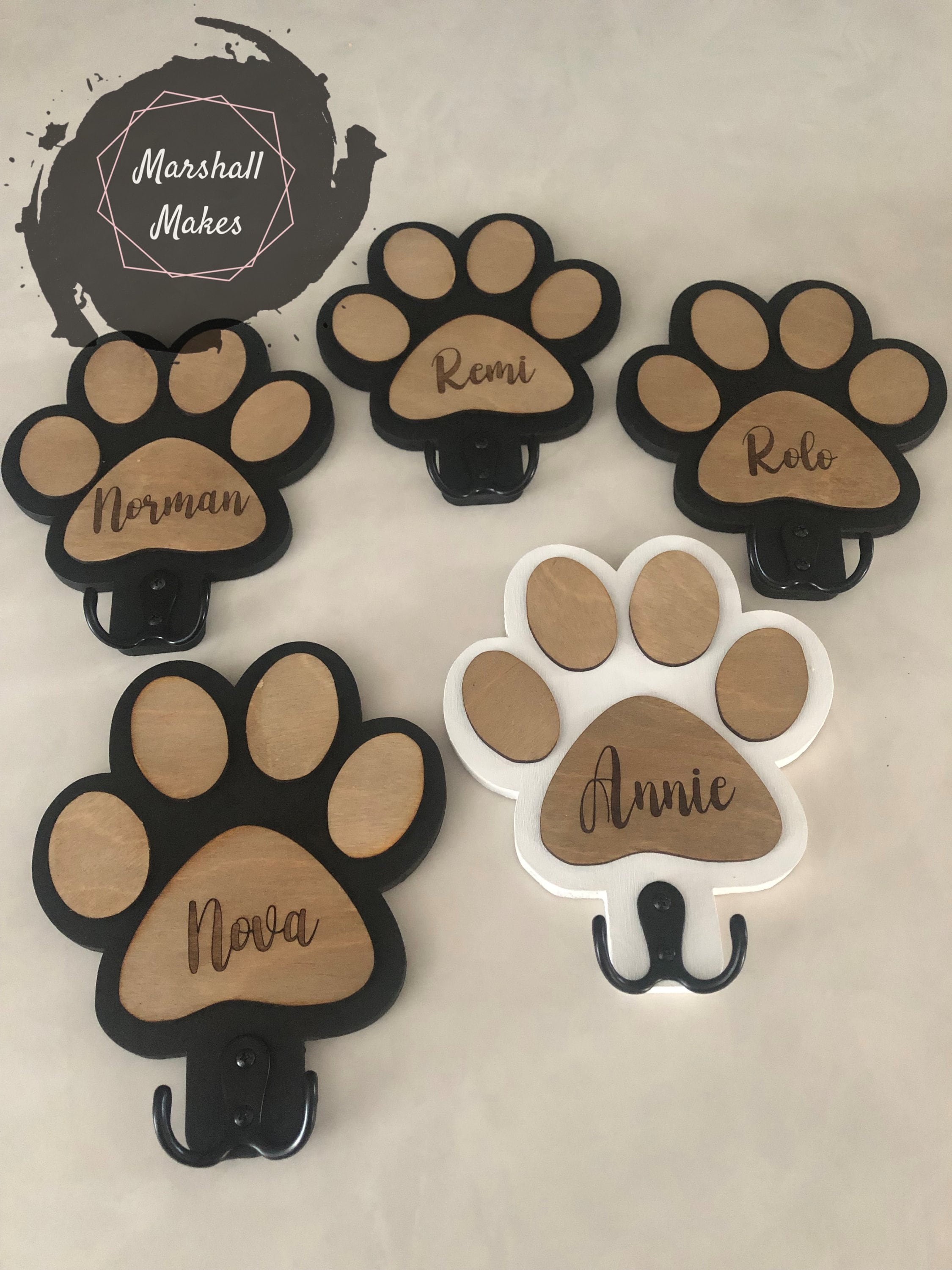 Personalised Dog Lead Hanger/ Hook | Custom Dog Lead Holder | Paw Print ...