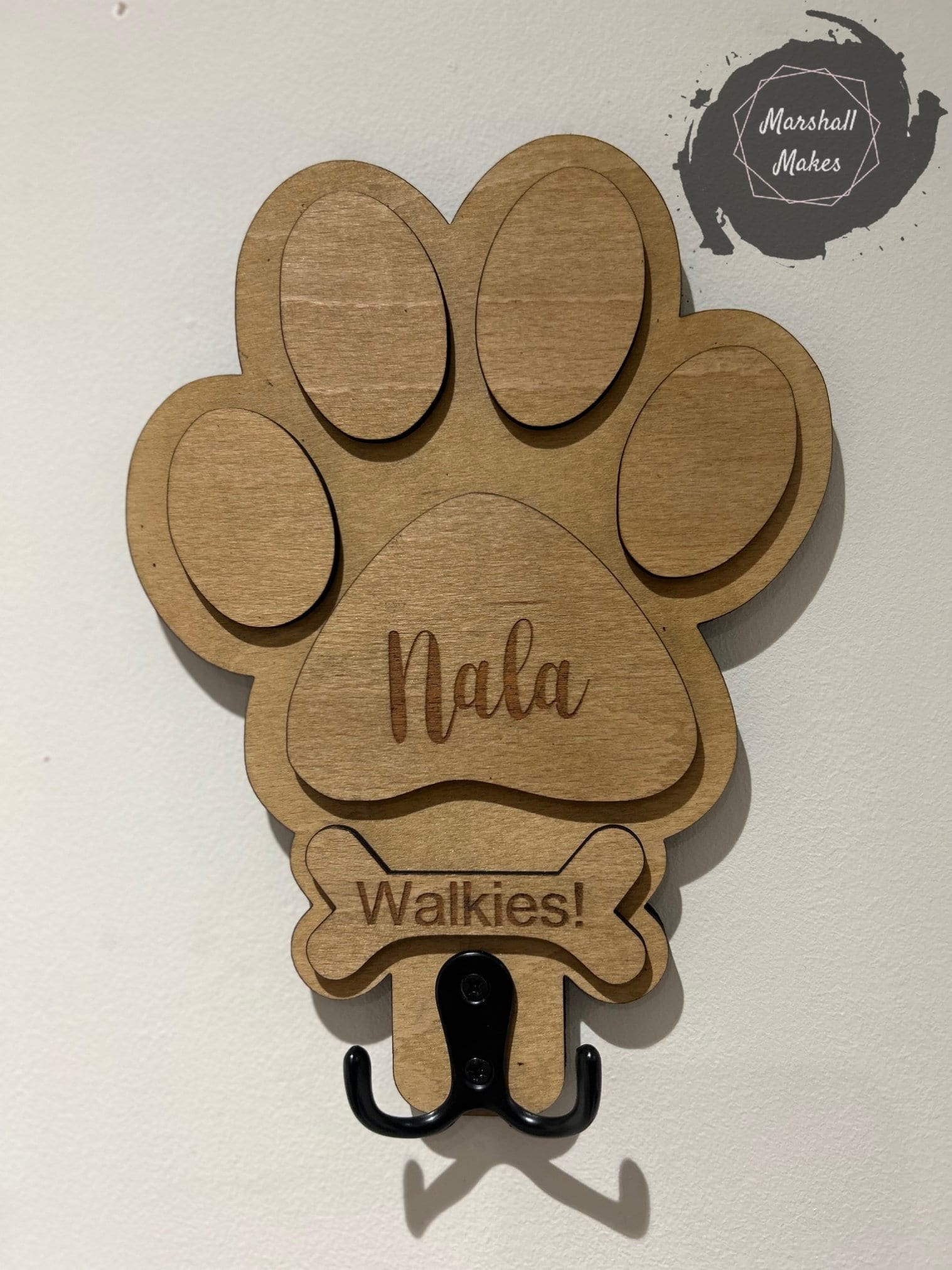 Personalised Dog Lead Hanger/ Hook | Custom Dog Lead Holder | Paw Print ...