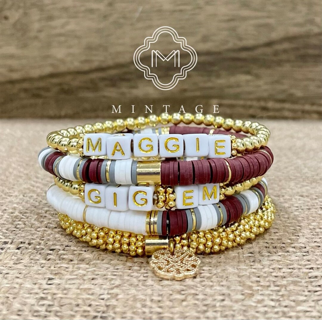 Spirit Game Day Bracelet Stack of 5 With Premium Quality Gold Beads ...