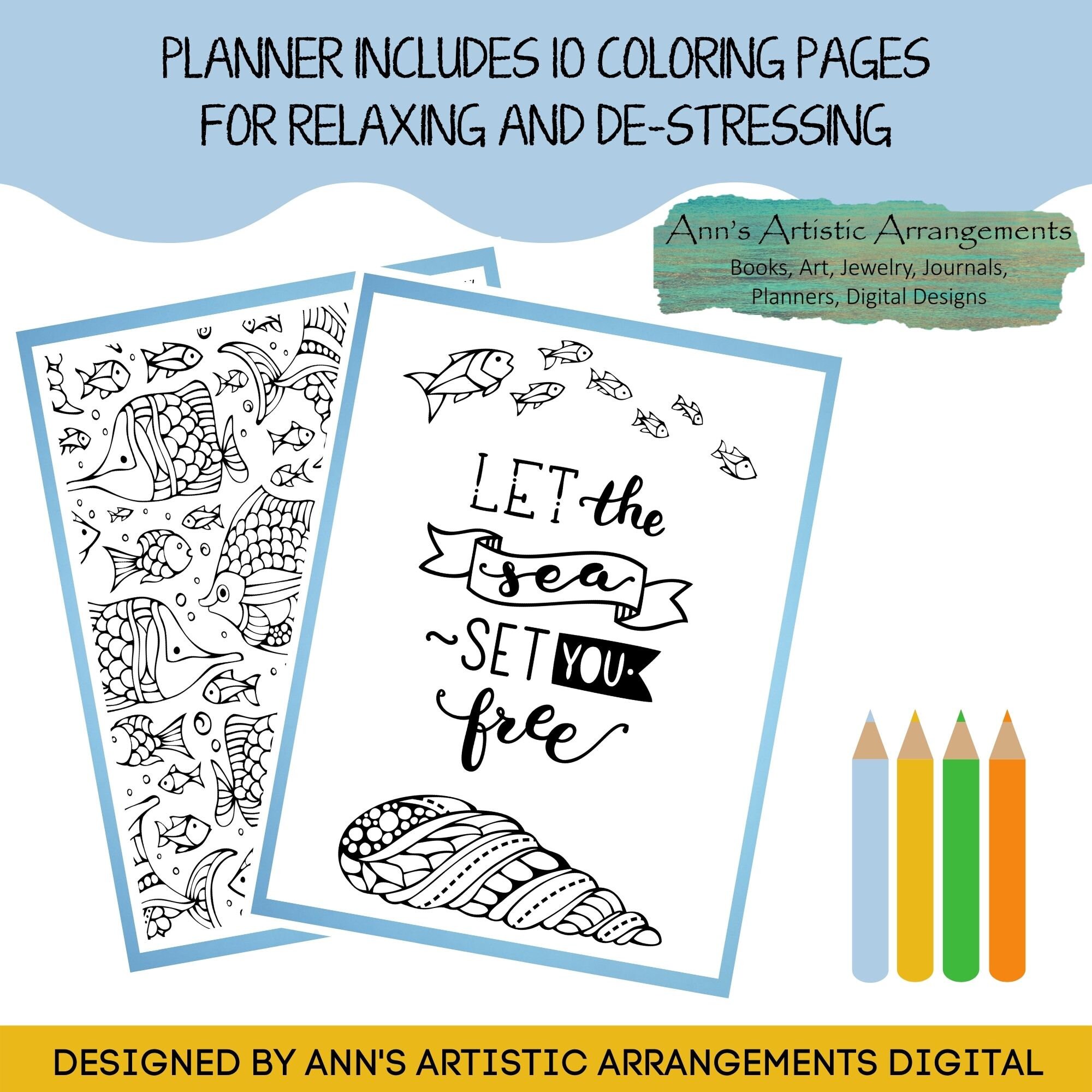 Sea Life Planner, Adult Coloring Book, Journal, Budget, Meal Planner ...