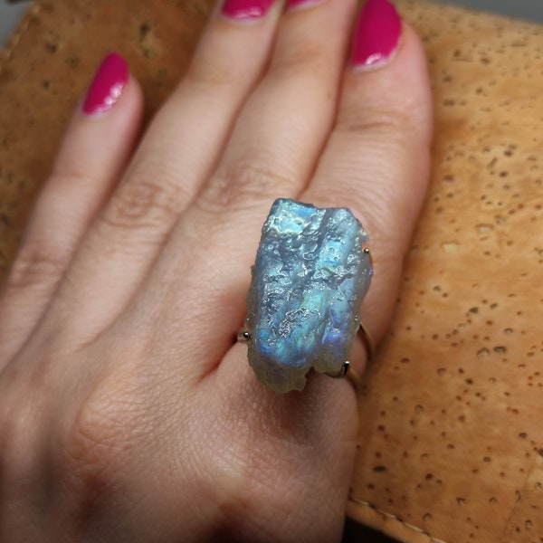 Raw Labradorite Ring - Etsy