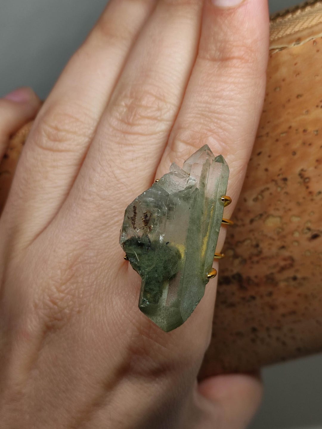 Ghost Quartz Ring, Phantom Quartz Ring,garden Quartz Ring,large Quartz ...