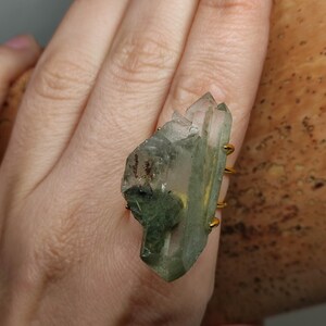 Ghost Quartz Ring, Phantom Quartz Ring,garden Quartz Ring,large Quartz ...