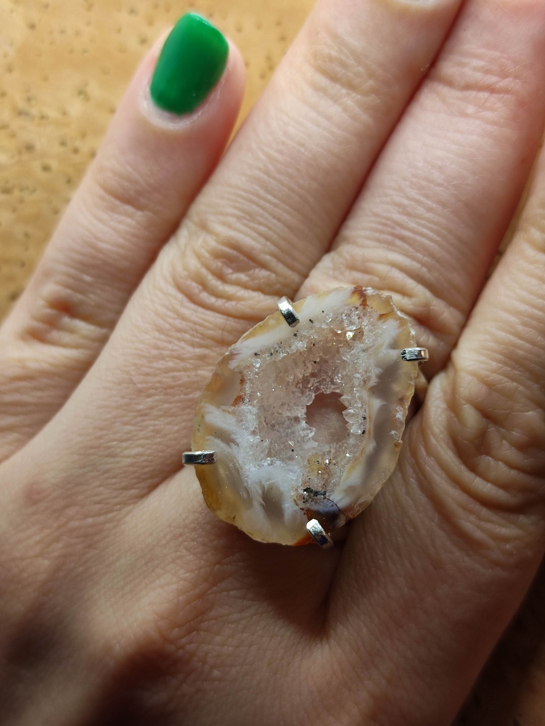 Geode Ring,raw Geode Ring,large Geode Ring, Raw Crystal Ring,large ...
