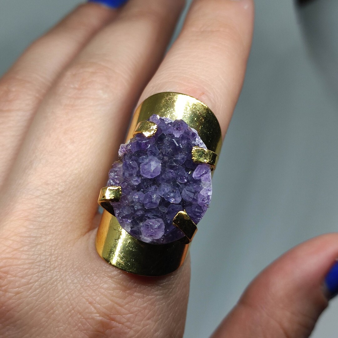 Large Amethyst Ring,raw Amethyst Ring,rough Stone Ring,raw Gemstone ...