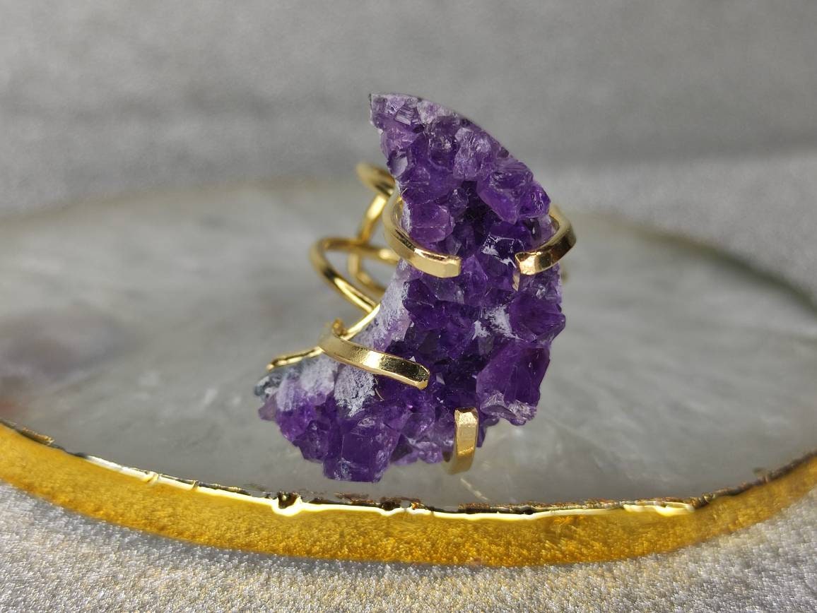 Big Purple Moon Ring - Etsy