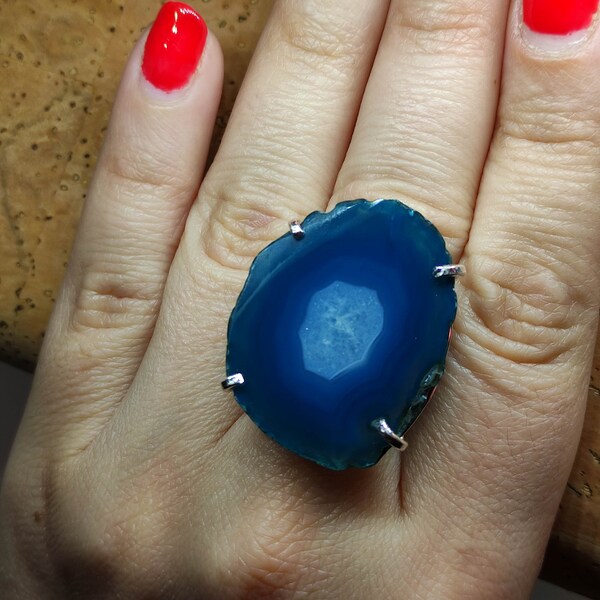 Blue Agate Ring - Etsy