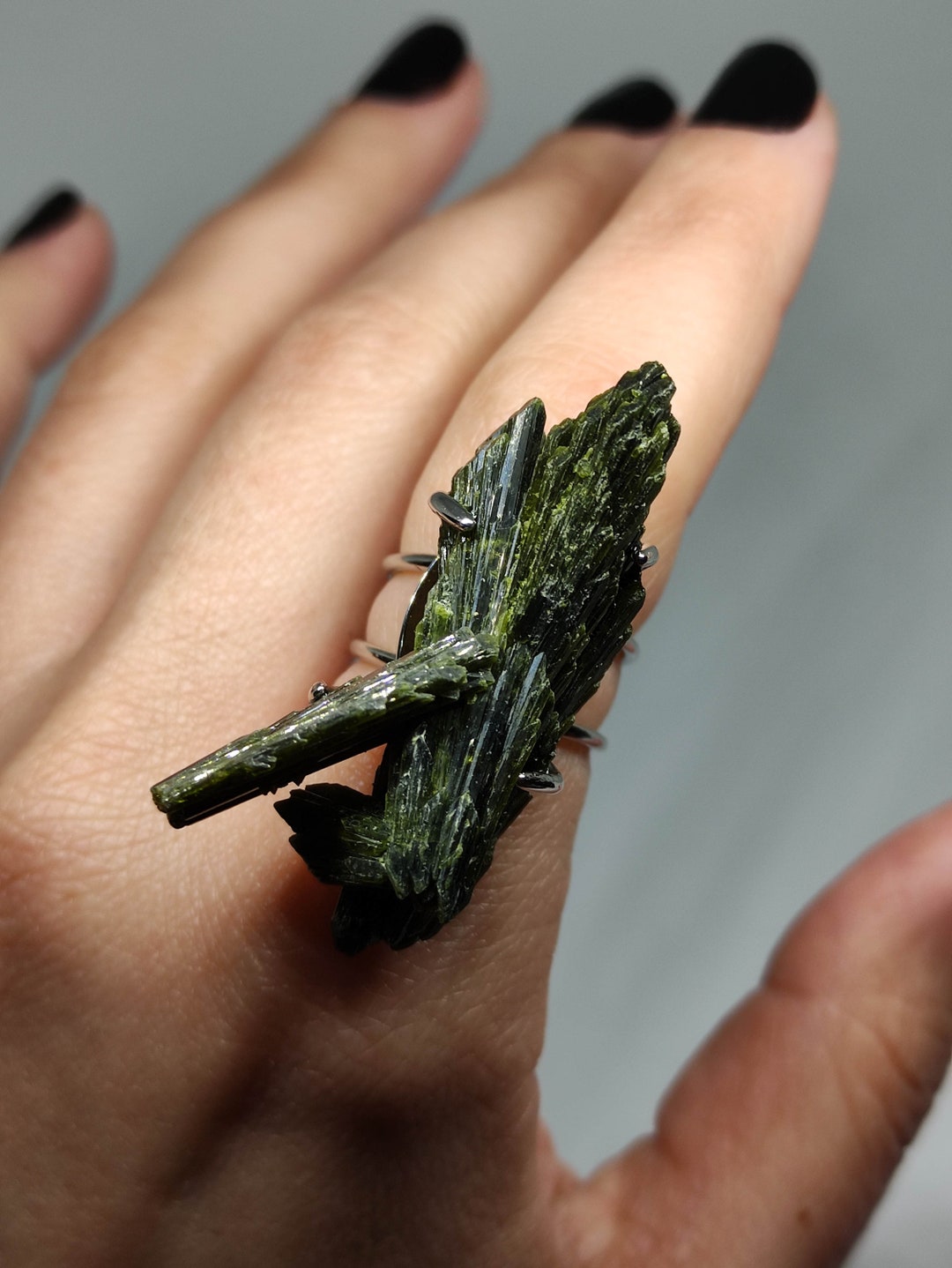 Green Tourmaline Ring, Verdelite Ring,raw Tourmaline Ring, Large ...