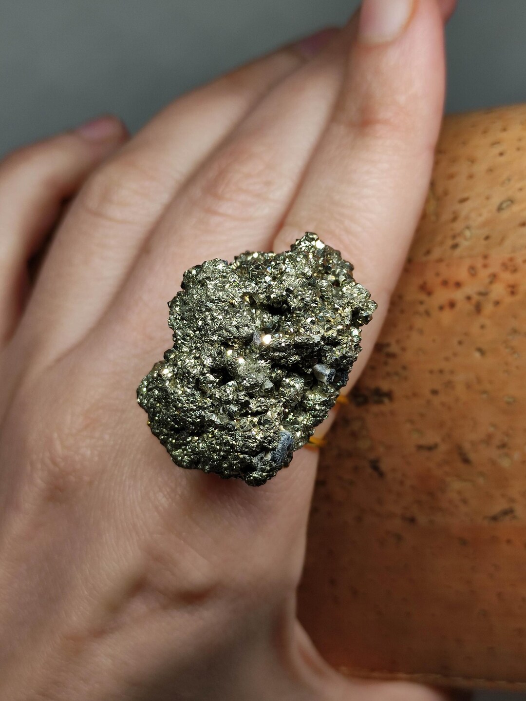 Raw Pyrite Ring,large Crystal Ring,unique Pyrite Ring,large Stone Ring ...