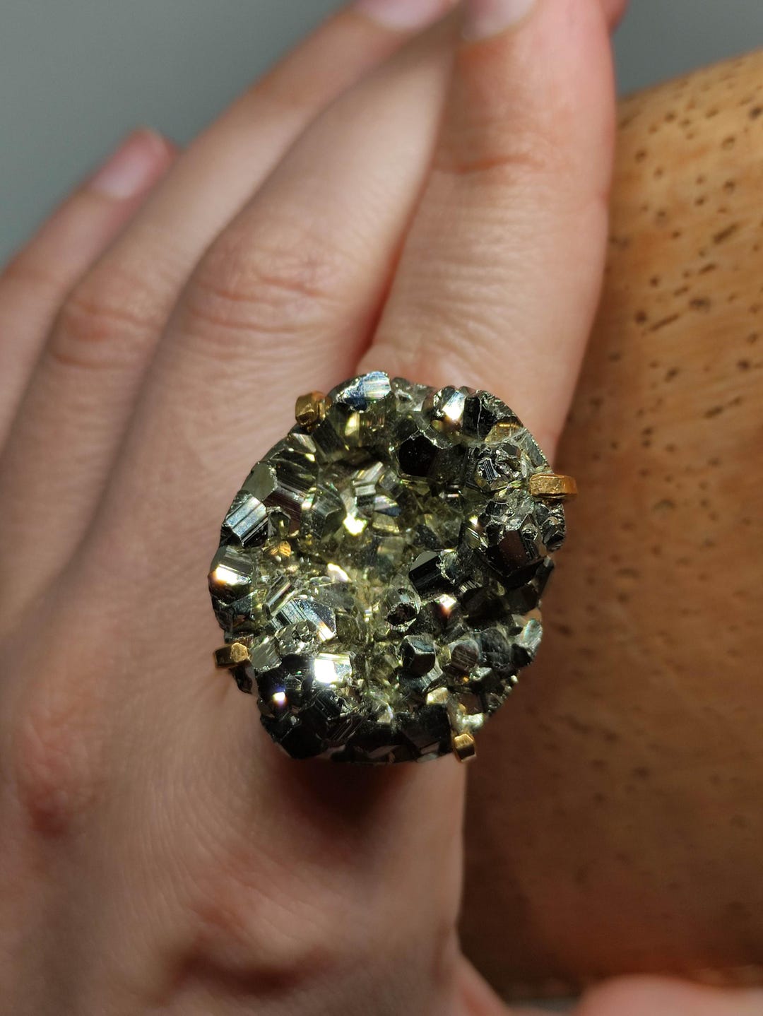 Pyrite Ring,large Crystal Ring,raw Pyrite Ring,large Stone Ring,modern ...