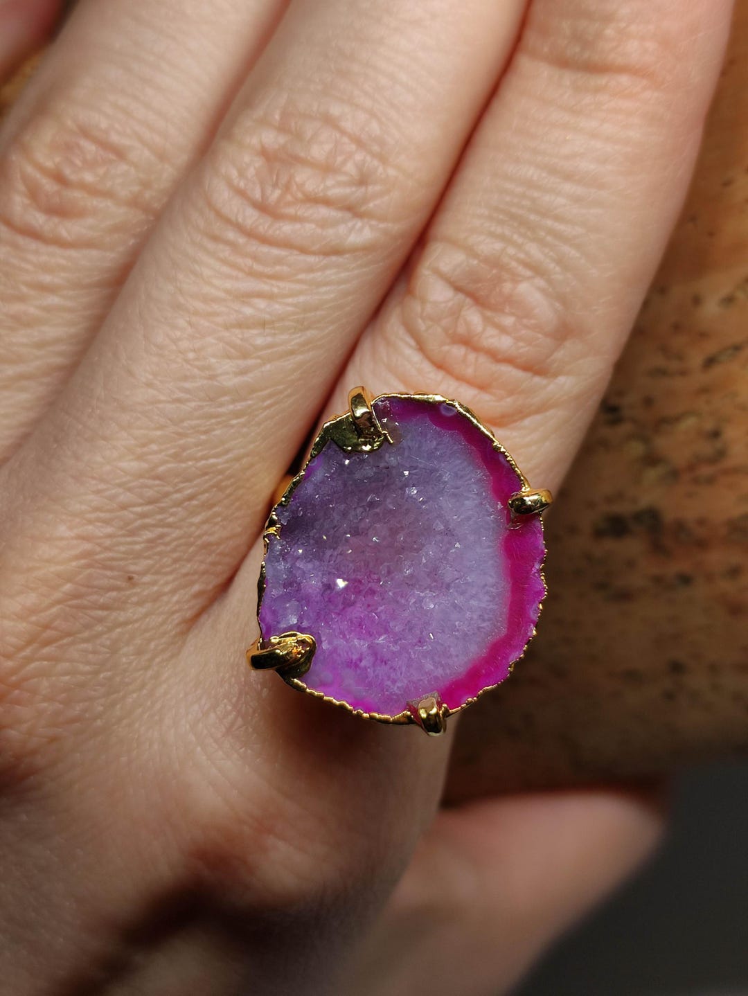 Geode Ring,raw Geode Ring,large Geode Ring, Raw Crystal Ring,large ...