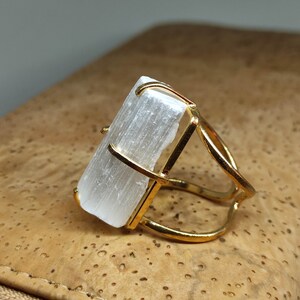 Selenite Ring,raw Crystal Ring,large Statement Ring,modernist Gemstone ...