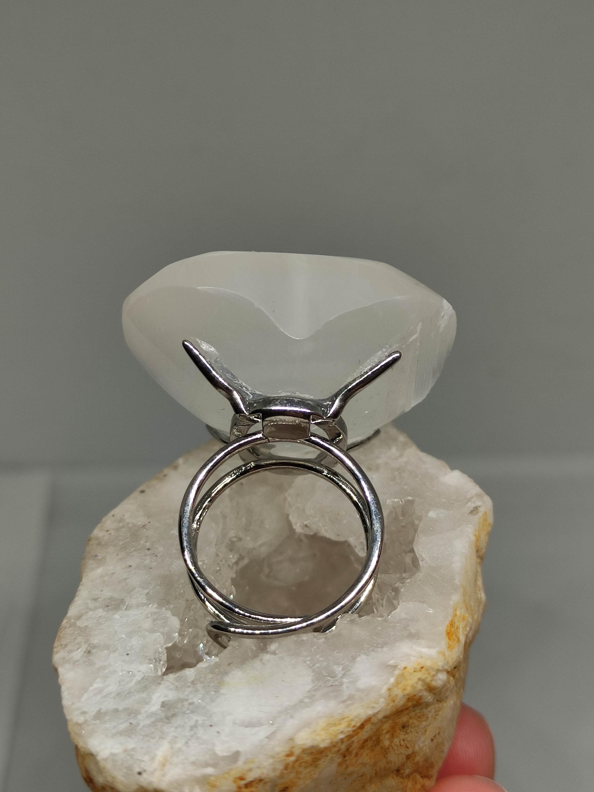 Selenite Ring,huge Oversized Ring,raw Crystal Ring,large Statement Ring ...