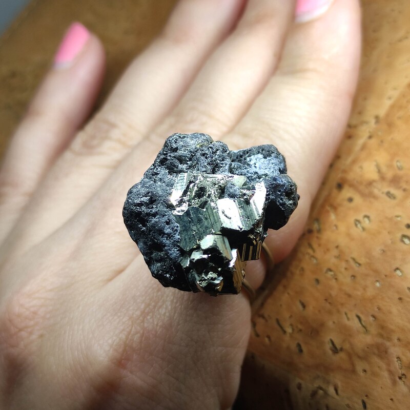 Iron Pyrite Ring - Etsy
